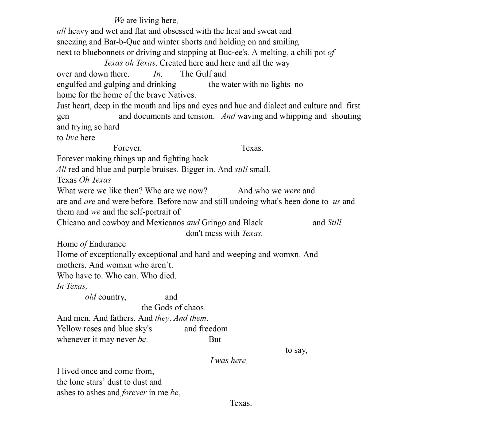 Poem: Oh, Texas Our Texas,